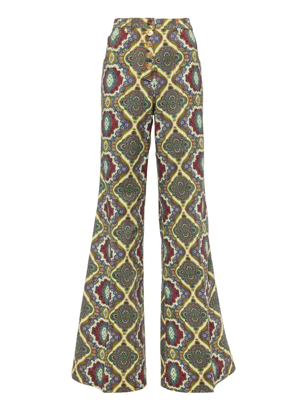 Etro Printed High-rise Wide-leg Jeans - Orange