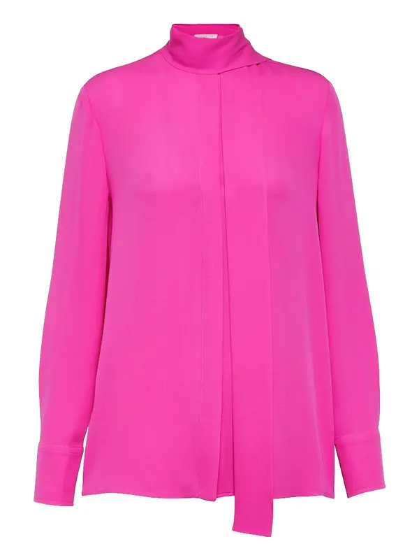 Valentino Garavani Tie-neck Silk Georgette Blouse - Pink