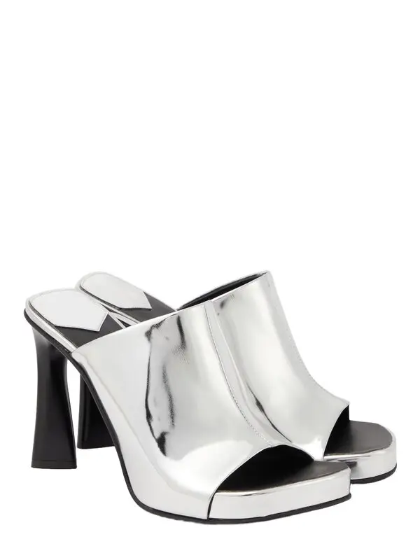 Stella McCartney Elsa Mirrored Faux Leather Sandals - Silver