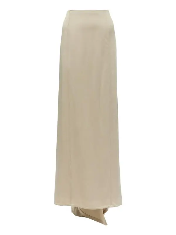 Brunello Cucinelli Satin Maxi Skirt - Beige
