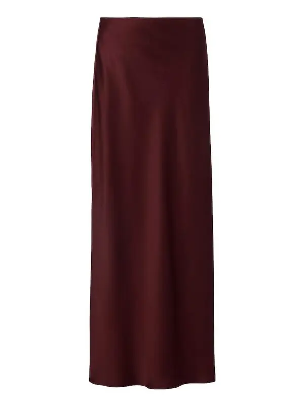 Brunello Cucinelli Satin Maxi Skirt - Brown
