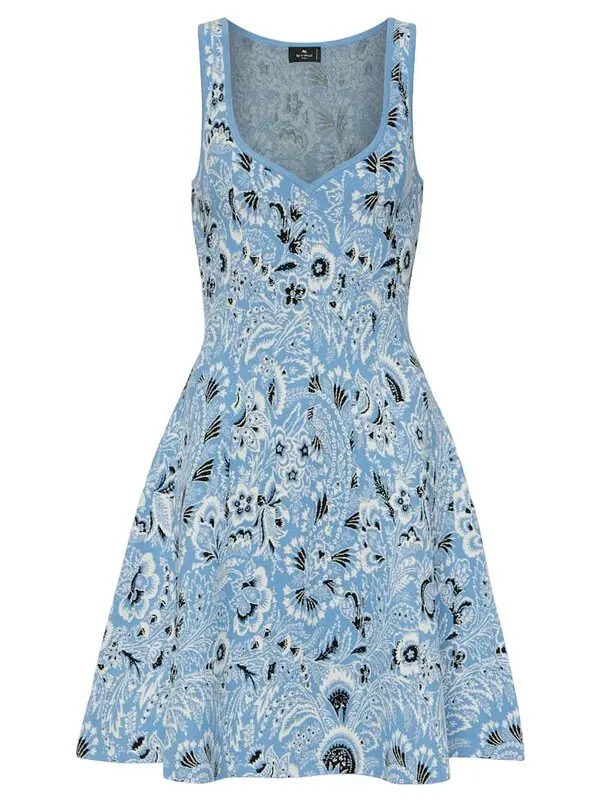 Etro Paisley Knitted Jacquard Minidress - Blue