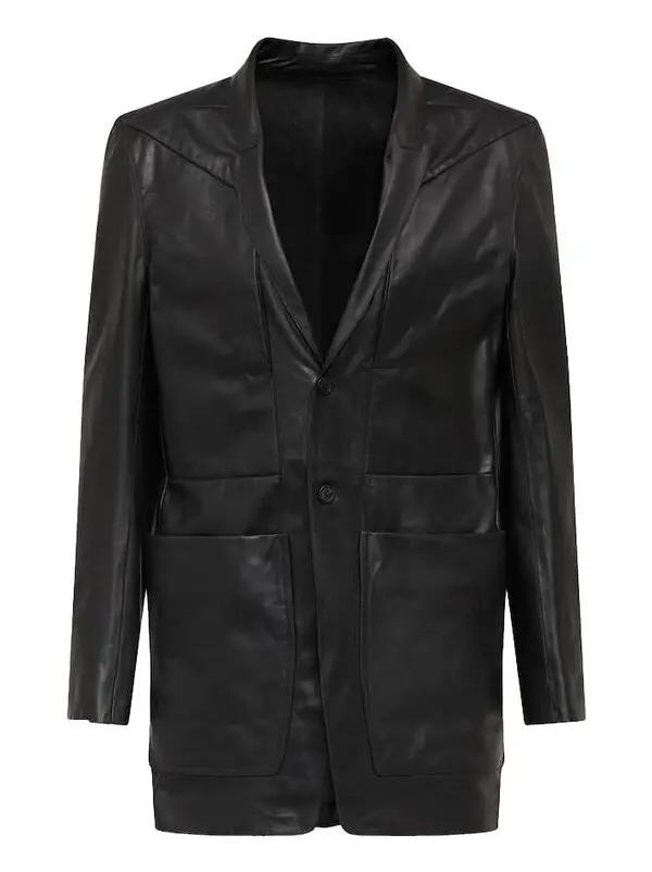 Rick Owens Lido Single-breasted Leather Blazer - Black