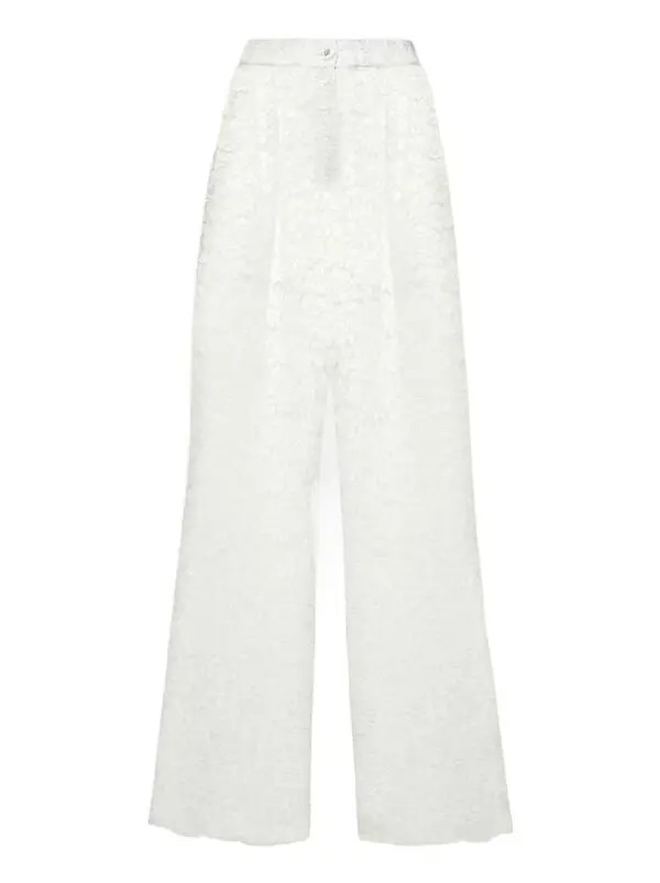 Dolce & Gabbana High Rise Lace Wide Leg Pants - White