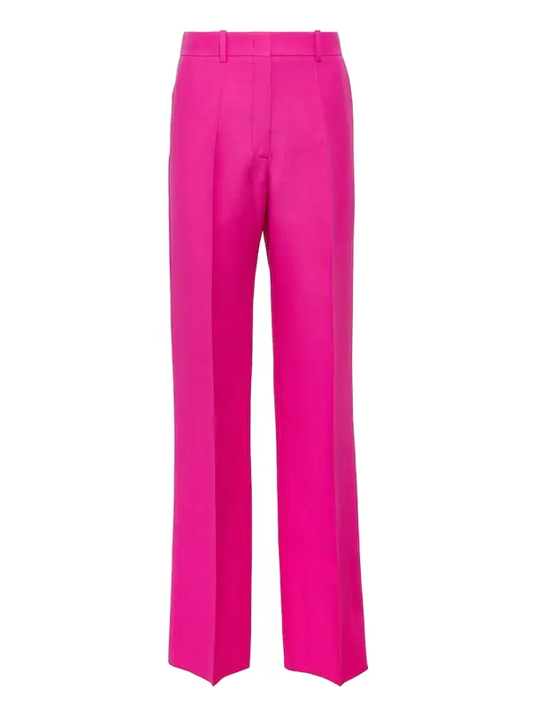 Valentino Garavani Crêpe Couture Wool Wide-leg Pants - Pink