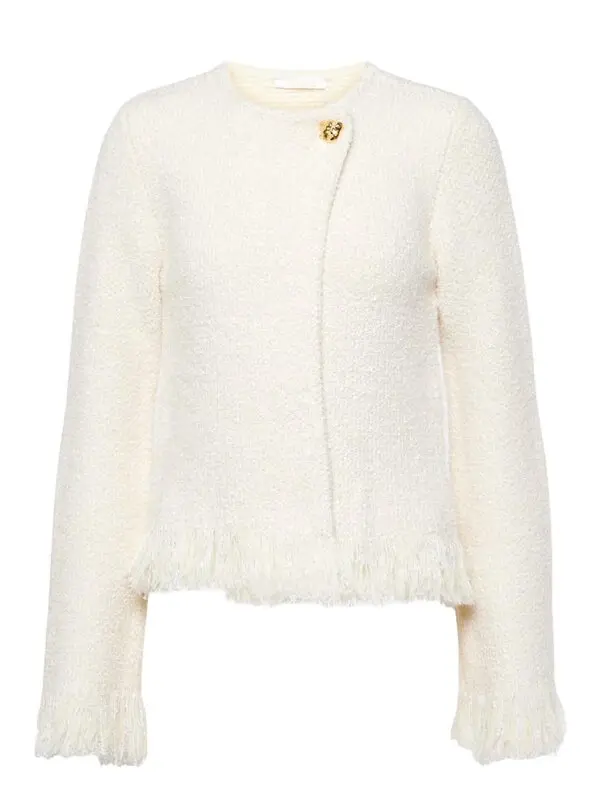 Chloé Wool, Silk, And Cashmere-blend Jacket - White