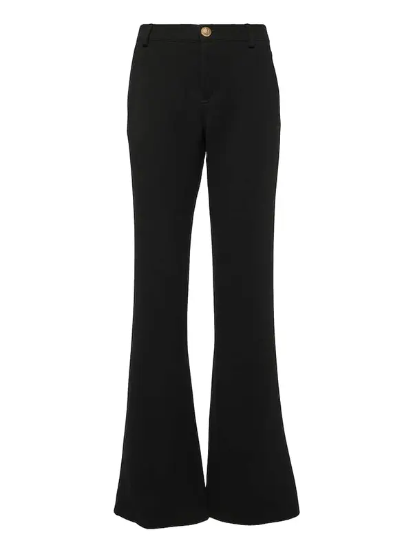 Balmain Virgin Wool Crêpe Bootcut Trousers - Black
