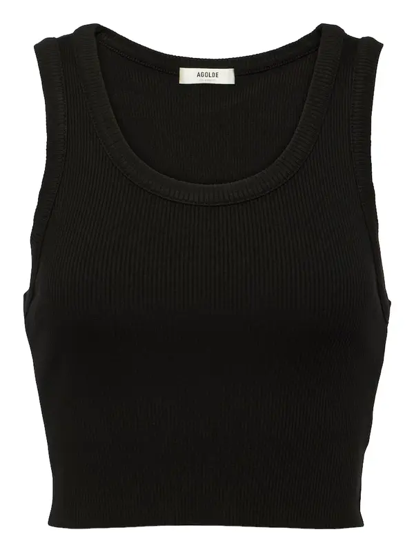 AGOLDE Ribbed-knit Crop Top - Black