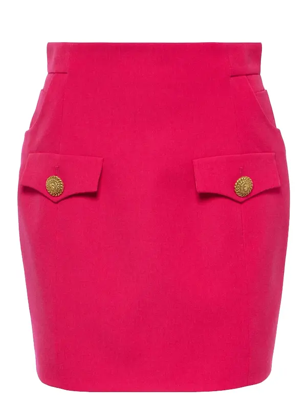 Balmain Virgin Wool Miniskirt - Pink