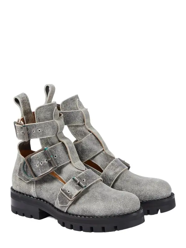 VIVIENNE WESTWOOD Cut-out Leather Ankle Boots - Grey