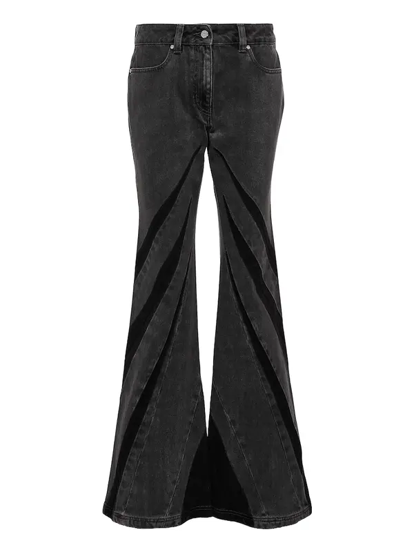 DION LEE Darted Mid-rise Flared Jeans - Black