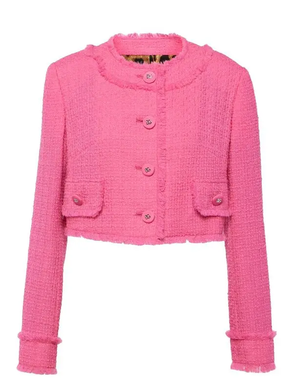Dolce & Gabbana Cropped Wool-blend Tweed Jacket - Pink