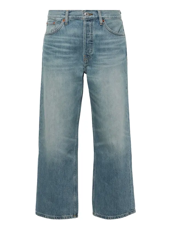 RE/DONE Loose Mid-rise Cropped Straight Jeans - Blue