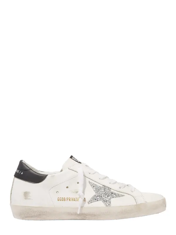 Golden Goose Superstar Distressed Leather Sneakers - White