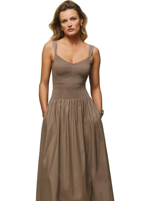 REFORMATION Sariah Midi Dress - Brown