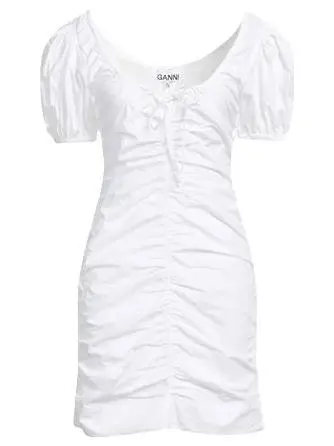 GANNI Mini Dress In Organic Cotton - White