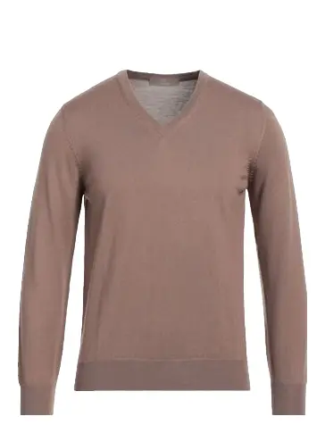 CRUCIANI Solid Wool V-neck Sweater - Beige