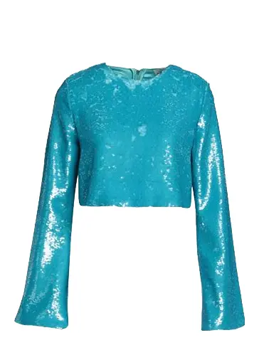 GANNI Sequin-embellished Top - Blue