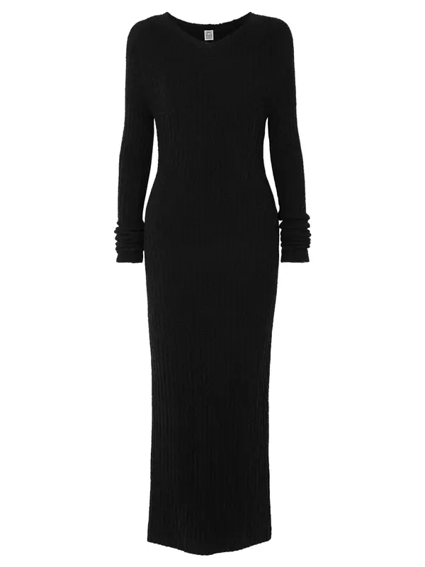TOTEME Ribbed Wool-blend Maxi Dress - Black