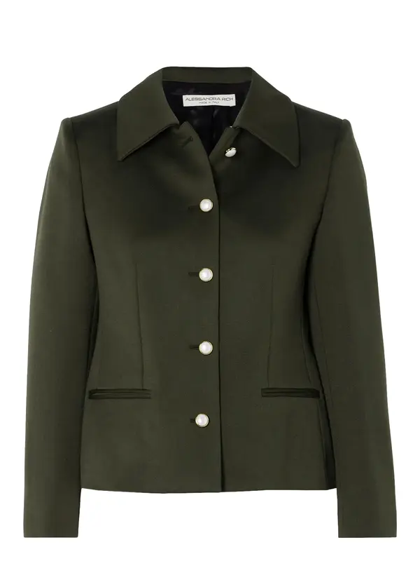 Alessandra Rich Wool-crepe Jacket - Green