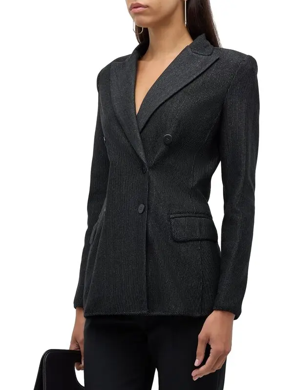 Giorgio Armani Jersey Jacquard Double-breasted Blazer - Solid Black
