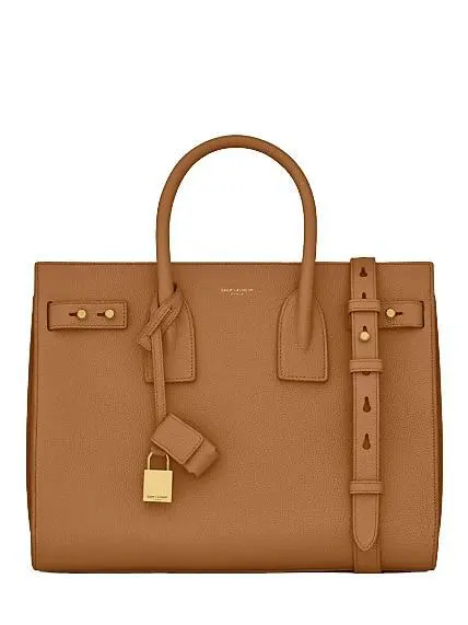 Saint Laurent Sac De Jour Medium In Supple Grained Leather - Cinnamon Grain Leather/gold