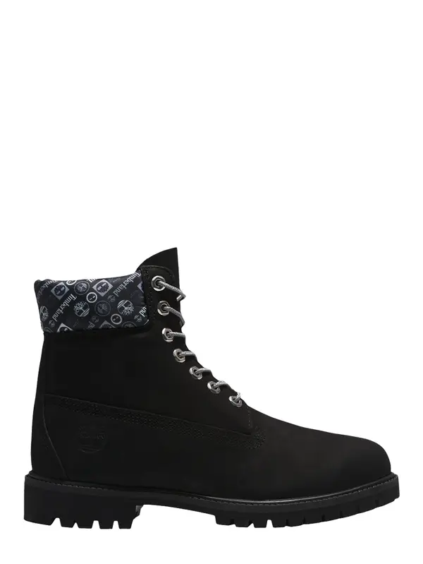 Timberland 6-inch Premium Boots With Logo Print Collar - Black