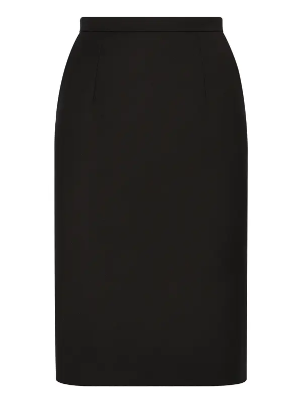 Dolce & Gabbana Wool Crepe Midi Pencil Skirt - Black