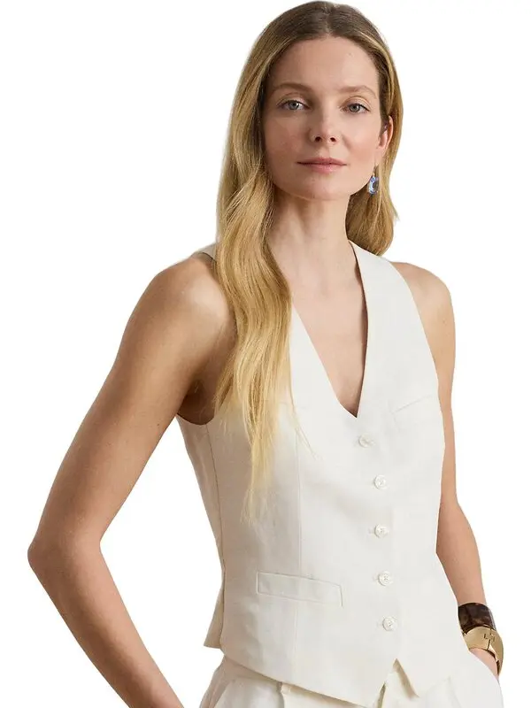 Ralph Lauren Linen-blend Twill Vest - White