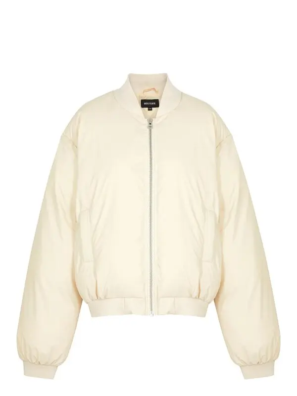 MEOTINE Sol Faux Leather Bomber Jacket - Cream