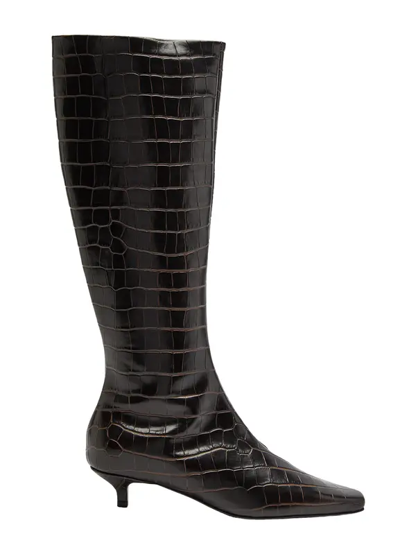 TOTEME Leather Knee-high Boots With Crocodile Effect - Brown