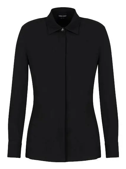 Giorgio Armani Classic Organic Silk Shirt - Black