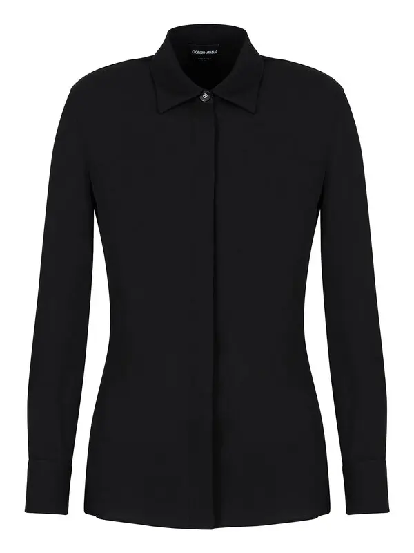 Giorgio Armani Classic Shirt In Organic Silk - Black