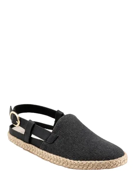 Trotters Paisley Slingback Espadrille Flat - Black Textile