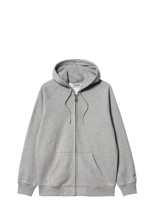 Carhartt Work In Progress Chase Cotton-blend Zip-up Hoodie - Grey Heather / Gold