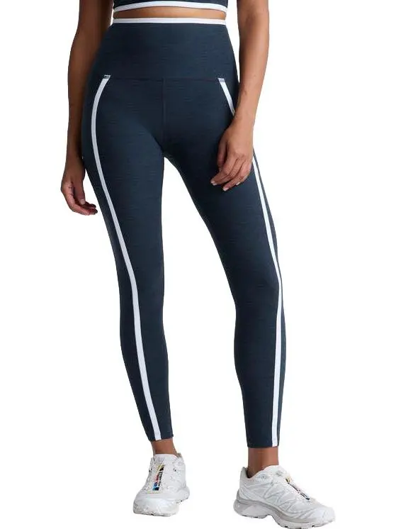 Beyond Yoga Out Of Pocket Side Stripe High Waist Pocket Leggings - Nocturnal Navy/cloud