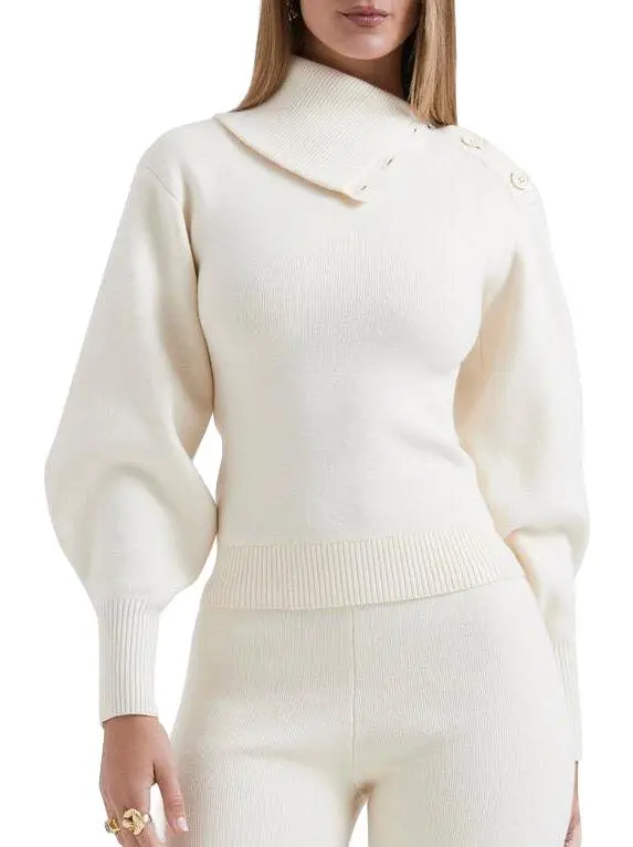 House Of Cb Adelita Split Cowl Neck Sweater - Cream
