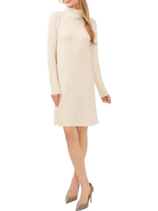 CECE DUPRAZ Turtleneck Sweater Dress Long Sleeve - Malted White