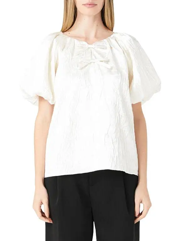 Endless Rose Crinkle Satin Top - Cream