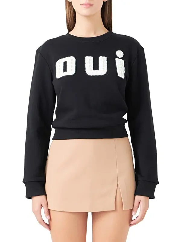 Endless Rose Oui Embellished Sweatshirt - Black