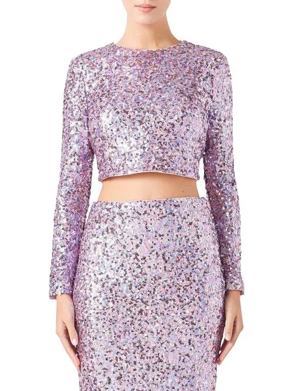 Endless Rose Sequin Crop Top With Open Back - Amethyst