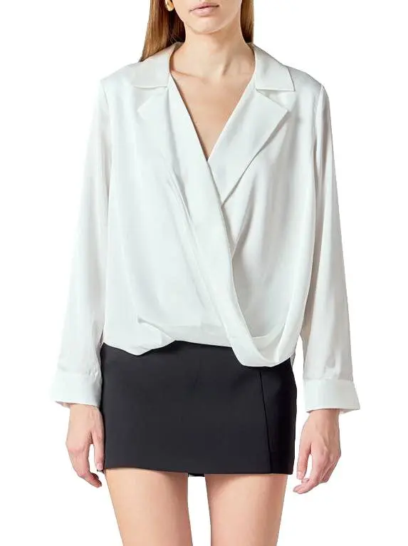 Endless Rose Satin Wrap Shirt - White