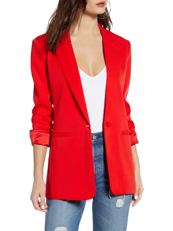 Endless Rose Tailored Single Button Blazer - Red