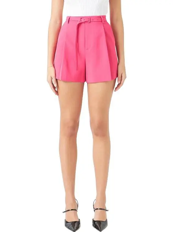Endless Rose Belted High-waisted Shorts - Fuchsia