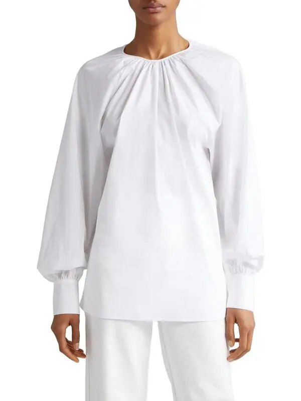 Eleventy Gathered Neck Blouse - White