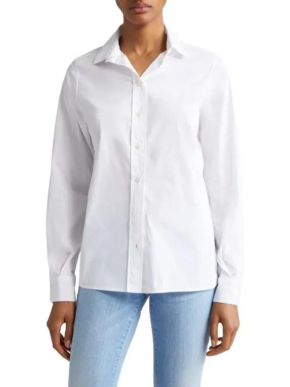 Eleventy Stretch Poplin Button-up Shirt - White