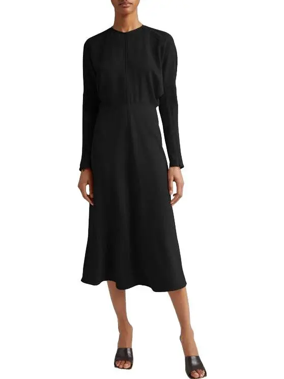 Victoria Beckham Dolman Sleeve Cady Midi Dress - Black