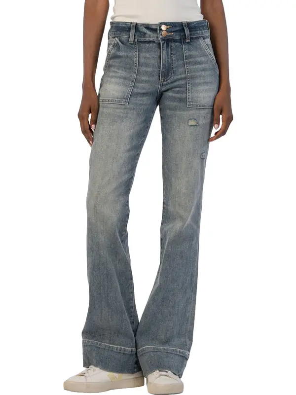Kut From The Kloth Ana Mid Rise Flare Jeans - Credible