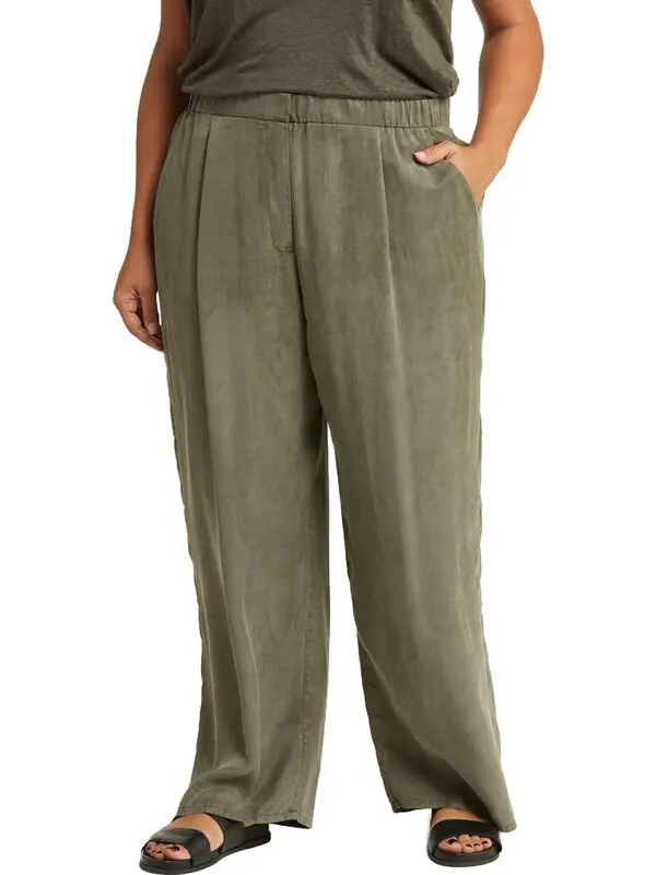 Eileen Fisher Pleated High-rise Pants - Grove