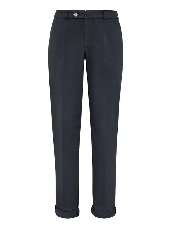 Brunello Cucinelli Straight-leg Cotton-blend Trousers - Blue